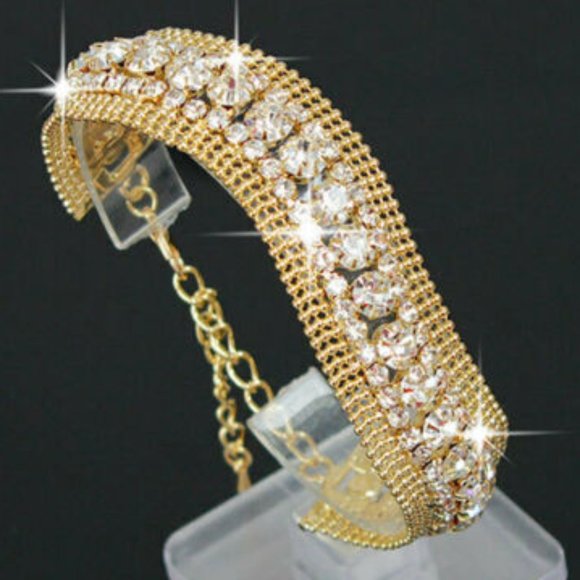 Jewelry | Elegant Gold Crystal Jewel Rhinestone Bracelet | Poshmark